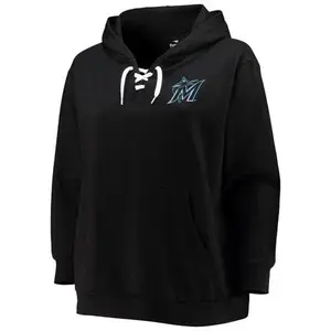 Profile Miami Marlins Lace-up V-neck Pullover Hoodie