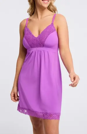 MONTELLE INTIMATES Lace Trim Full Bust Support Chemise Dahlia