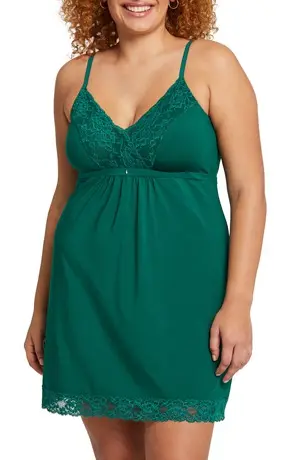 MONTELLE INTIMATES Lace Trim Full Bust Support Chemise Jade