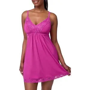 MONTELLE INTIMATES Lace Trim Full Bust Support Chemise Passion Fruit