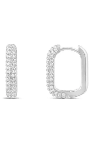 SHYMI Pavé Box Hoop Earrings - Silver