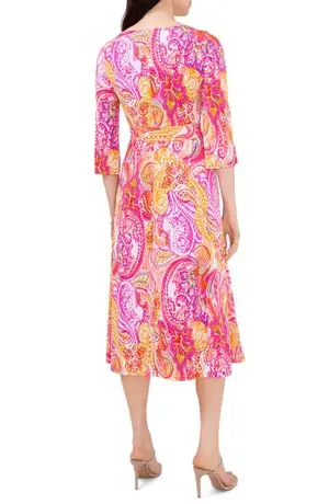 Chaus Paisley Tie Waist A-line Dress