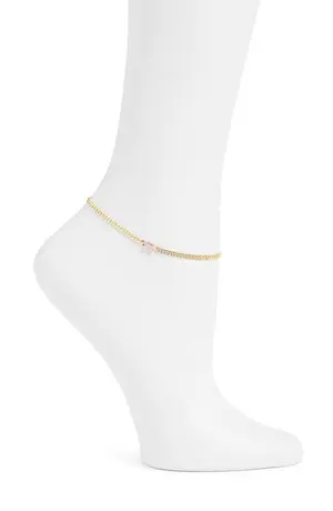 SHYMI Cubic Zirconia Curb Chain Anklet - Gold & Pink