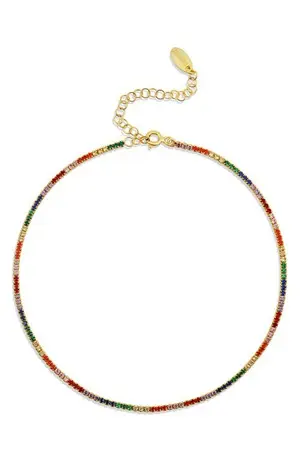 SHYMI Rainbow Cubic Zirconia Tennis Anklet - Gold Multi