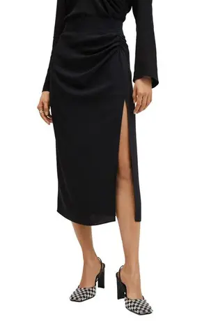 Mango Vent Midi Skirt - Black