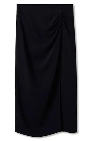 Mango Vent Midi Skirt - Black