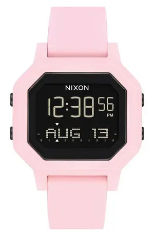 Nixon Siren Digital Recycled Plastic Strap Watch - Pale Pink