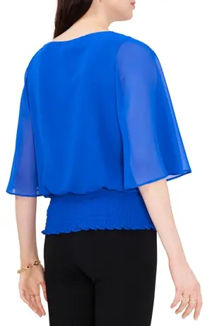 Chaus Smocked Dolman Top - Electric Blue