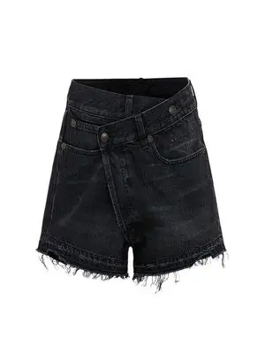 R13 Crossover Denim Shorts - Black