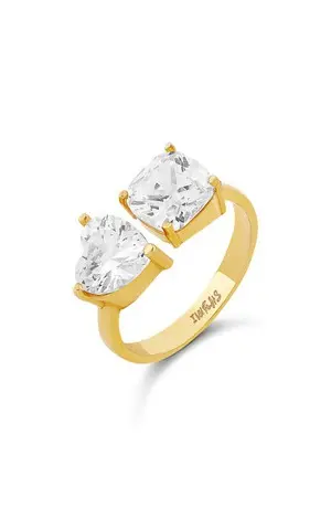 SHYMI SHYMI Two Stone Cubic Zirconia Ring Gold