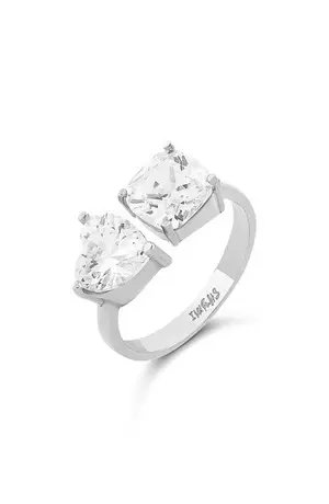 SHYMI Two Stone Cubic Zirconia Ring - Silver