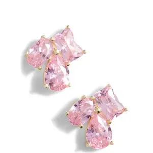 SHYMI Multi Shape Cubic Zirconia Stud Earrings - Gold/pink