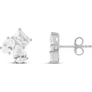 SHYMI Multi Shape Cubic Zirconia Stud Earrings - Silver