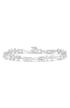 SHYMI Multi Shape Cubic Zirconia Tennis Bracelet - Silver