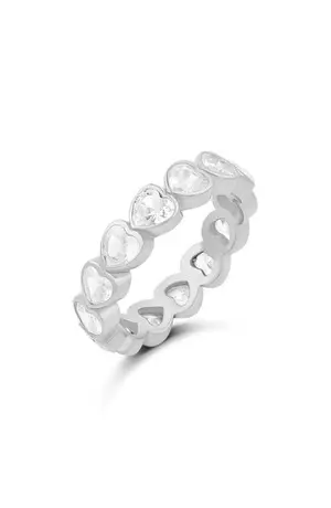 SHYMI Heart Cubic Zirconia Eternity Band - Silver