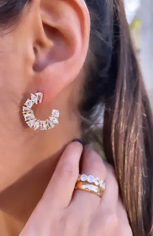 SHYMI Cubic Zirconia Stud Earrings - Gold