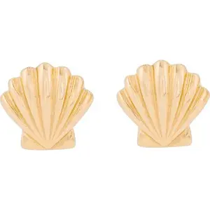 STONE AND STRAND Shell Stud Earrings - Yellow Gold