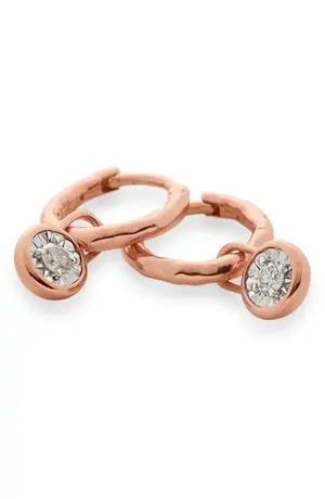 Monica Vinader Monica Vinader Diamond Essential Huggie Earrings Rose Gold