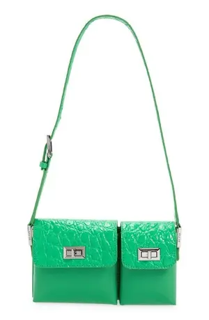 By Far Baby Billy Croc Embossed Leather Shoulder Bag