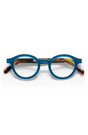 Eyebobs TV Party 44mm Round Reading Glasses Teal/ Tortoise/ Clear