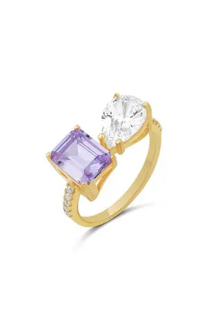 SHYMI Cubic Zirconia Cocktail Ring - Gold/purple