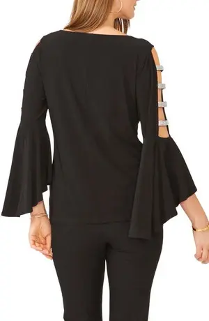 Chaus Ladder Trim Bell Sleeve Top