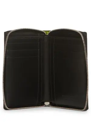 Bottega Veneta Intrecciato Metallic Leather Zip Wallet