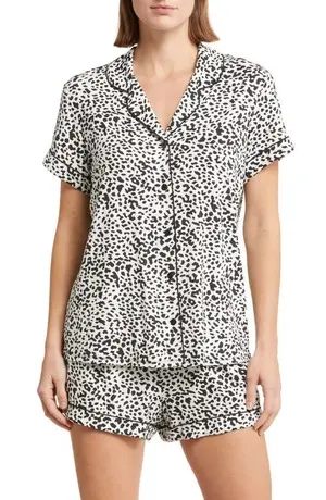 Nordstrom Moonlight Eco Short Pajamas Black Leopard