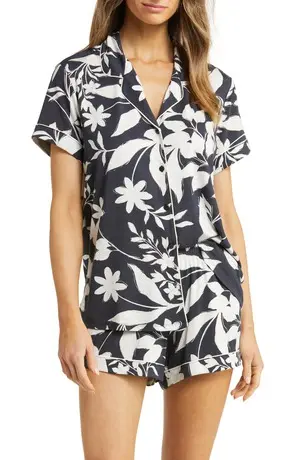 Nordstrom Moonlight Eco Short Pajamas Black Outlined Floral