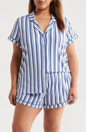 Nordstrom Moonlight Eco Short Pajamas Blue Leisure Stripe