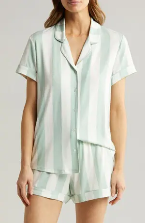 Nordstrom Moonlight Eco Short Pajamas Green Fondant Cabana Stripe