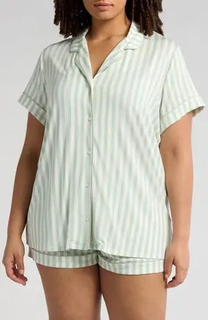 Nordstrom Moonlight Eco Short Pajamas Green Sigh Medium Stripe