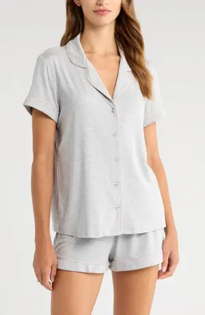 Nordstrom Moonlight Eco Short Pajamas Grey Heather- Pink