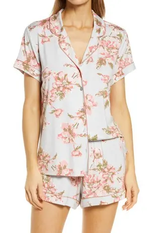 Nordstrom Moonlight Eco Short Pajamas Grey Micro Tonal Floral