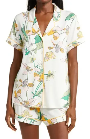 Nordstrom Moonlight Eco Short Pajamas Ivory Egret Butterfly Garden
