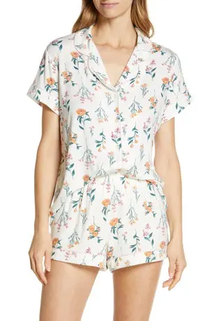 Nordstrom Moonlight Eco Short Pajamas Ivory Egret Gemma Floral