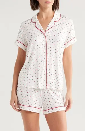 Nordstrom Moonlight Eco Short Pajamas Ivory Egret Heart Dots