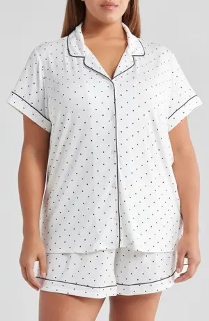 Nordstrom Moonlight Eco Short Pajamas Ivory- Black Dot