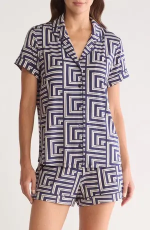 Nordstrom Moonlight Eco Short Pajamas Navy Evening Turnpike Geo