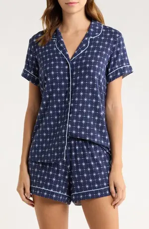 Nordstrom Moonlight Eco Short Pajamas Navy- White Celestial Foulard