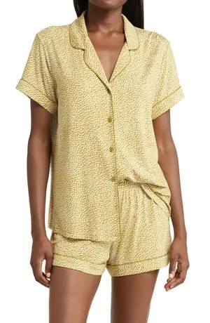 Nordstrom Moonlight Eco Short Pajamas Olive Ecru Feather