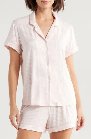Nordstrom Moonlight Eco Short Pajamas - Pink Peachskin Skinny Stripe