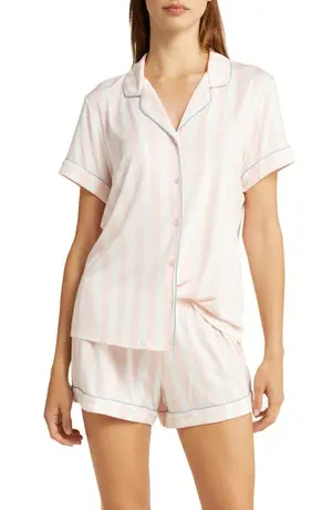 Nordstrom Moonlight Eco Short Pajamas Pink Veil Rose Tasha Stripe