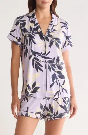 Nordstrom Moonlight Eco Short Pajamas Purple Petal Willow Leaves