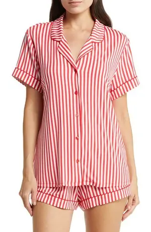 Nordstrom Moonlight Eco Short Pajamas Red Lollipop Ticking Stripe