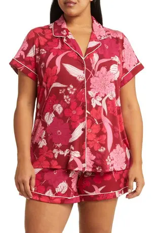 Nordstrom Moonlight Eco Short Pajamas Red Velvet Lisolette Flora
