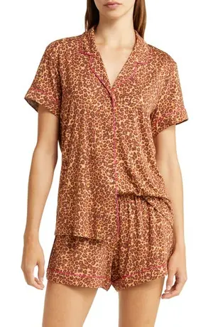 Nordstrom Moonlight Eco Short Pajamas Tan Sandstorm Leopard Spots