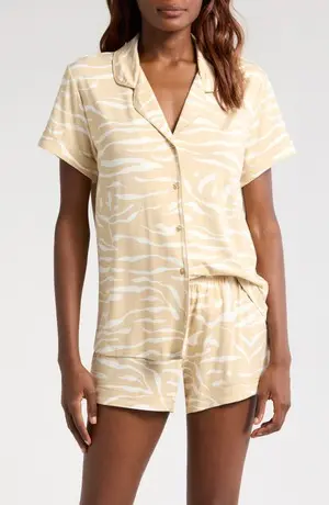 Nordstrom Moonlight Eco Short Pajamas Tan Shore Fluid Zebra