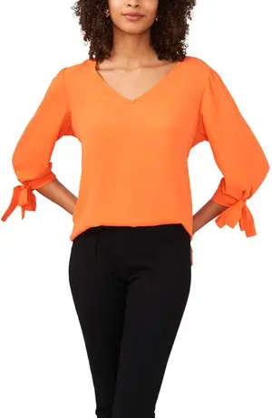 Chaus Tie Sleeve Blouse - Orange