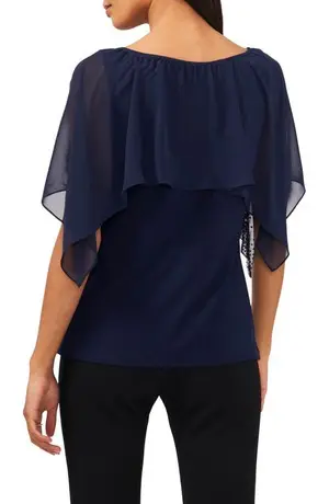 Chaus Beaded Cold Shoulder Top - Jbs Navy